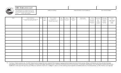 Form E-141 A Download Fillable PDF or Fill Online Abc Employee List New ...