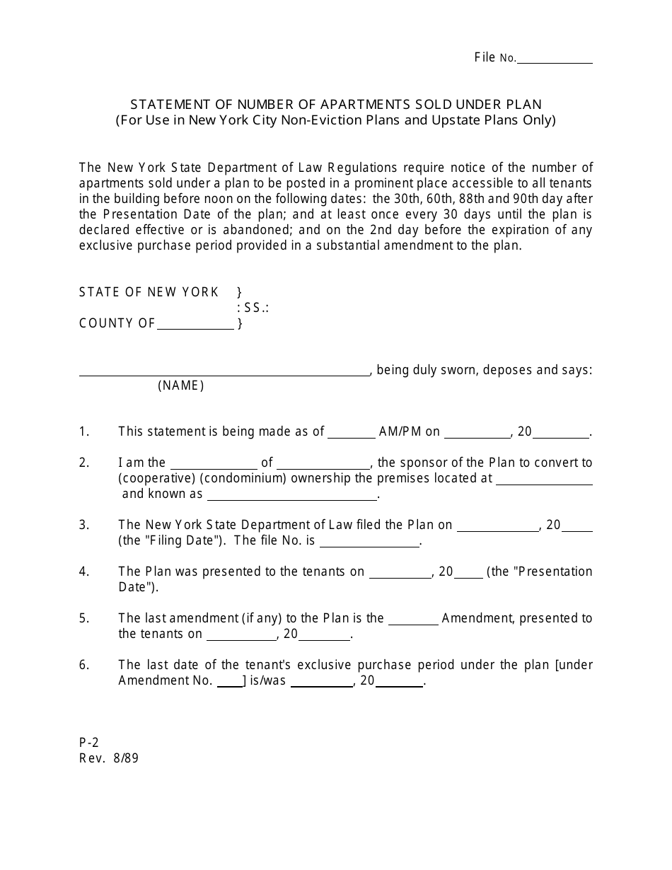 Form P-2 - Fill Out, Sign Online and Download Fillable PDF, New York ...