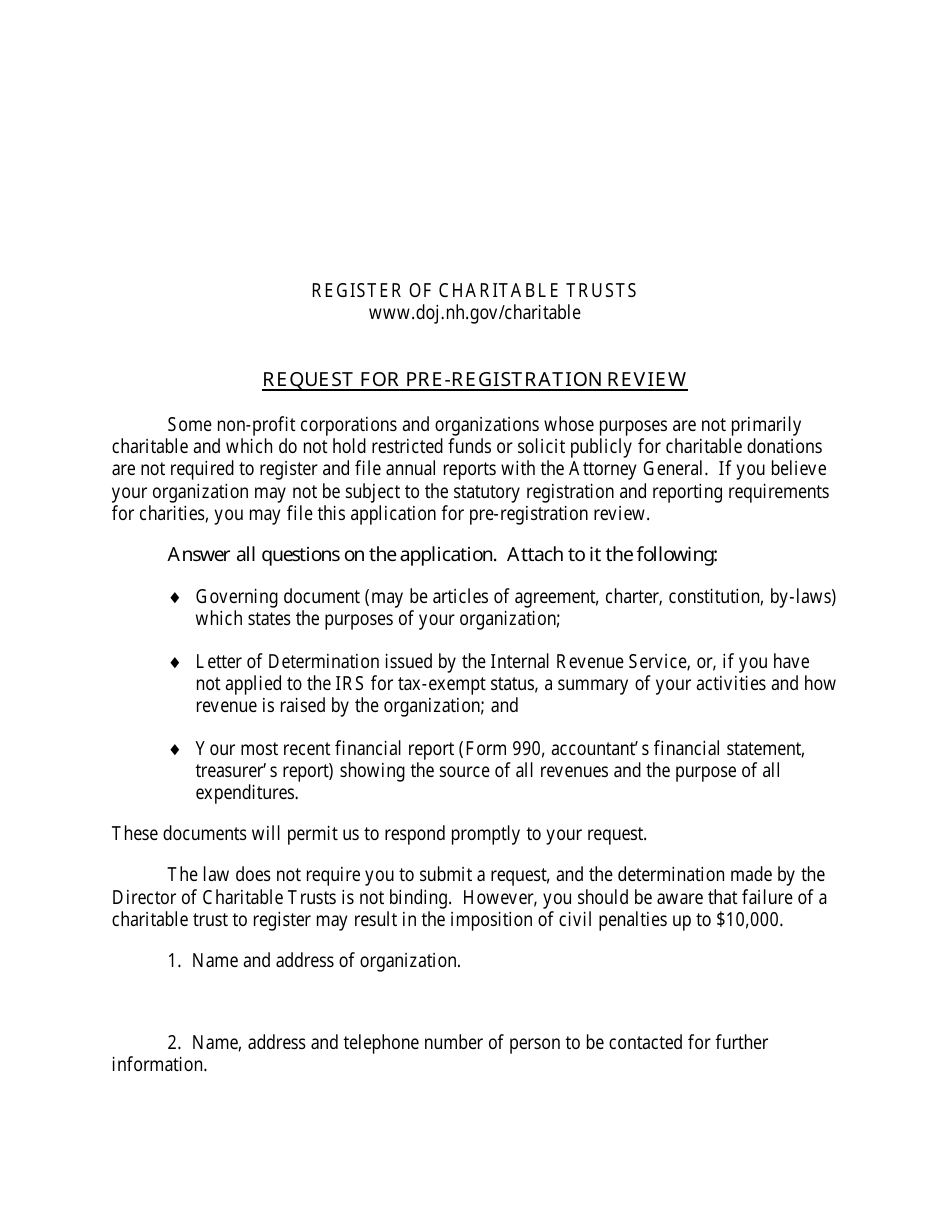 New Hampshire Request for Pre-registration Review - Fill Out, Sign ...