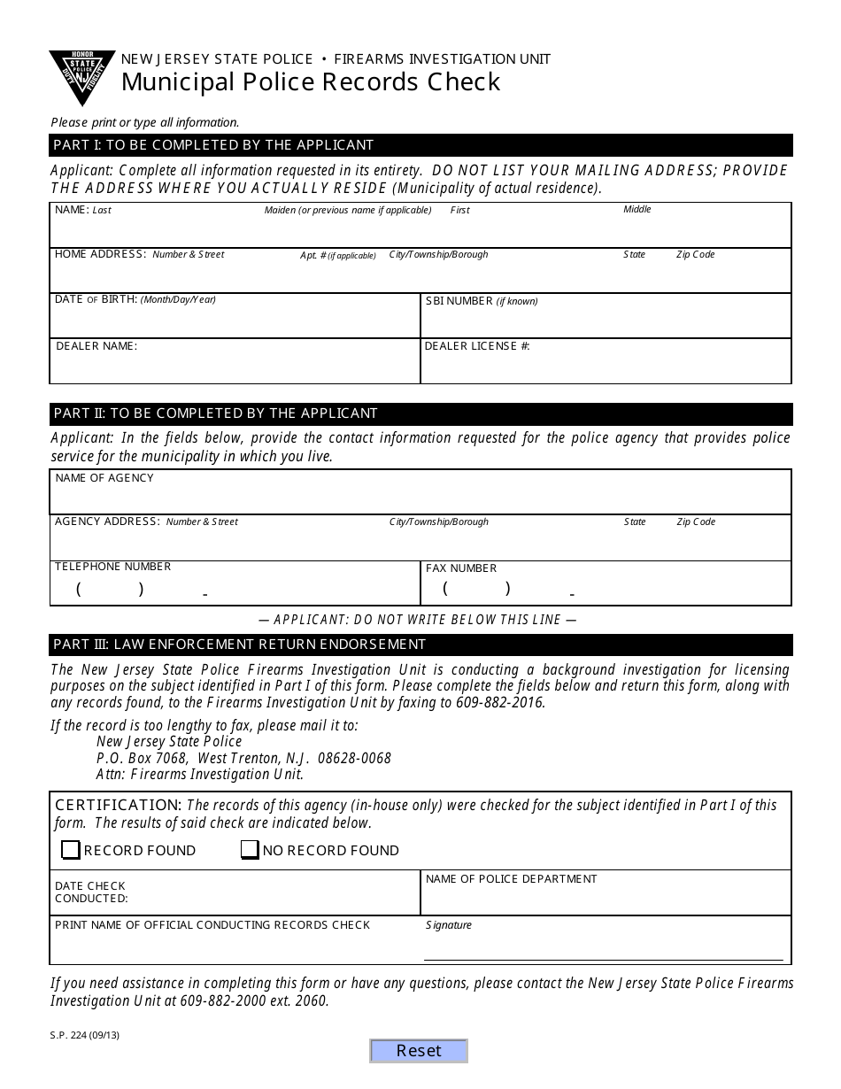 Form S.P.224 - Fill Out, Sign Online and Download Fillable PDF, New ...