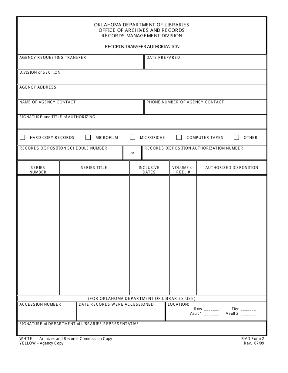 RMD Form 2 - Fill Out, Sign Online and Download Printable PDF, Oklahoma ...