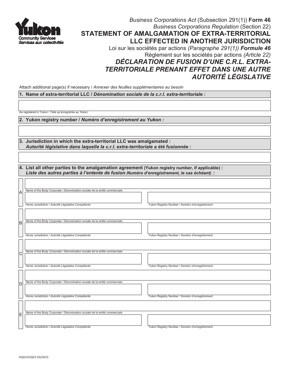 Form 46 (YG6155) - Fill Out, Sign Online and Download Fillable PDF ...
