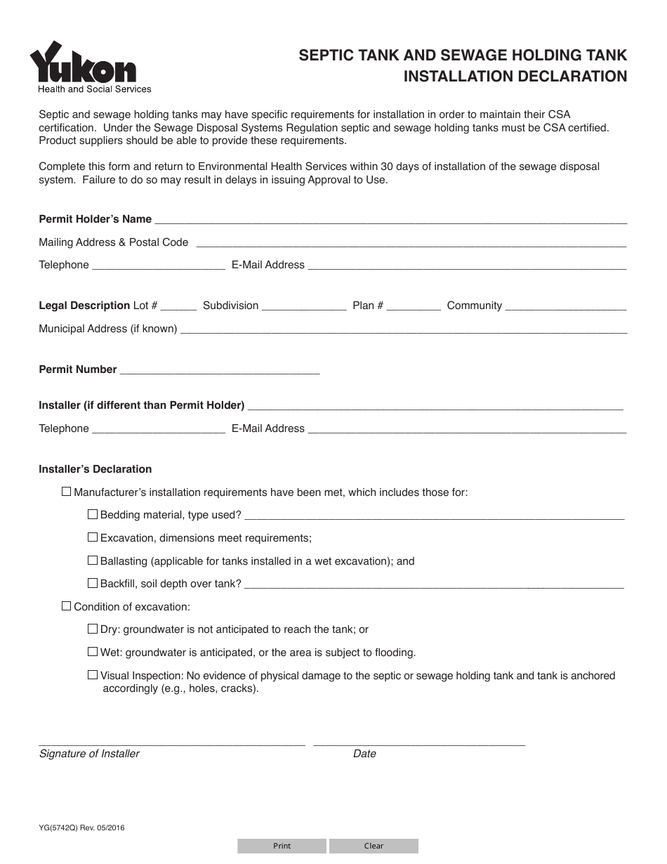 Form YG5742 - Fill Out, Sign Online and Download Fillable PDF, Yukon ...