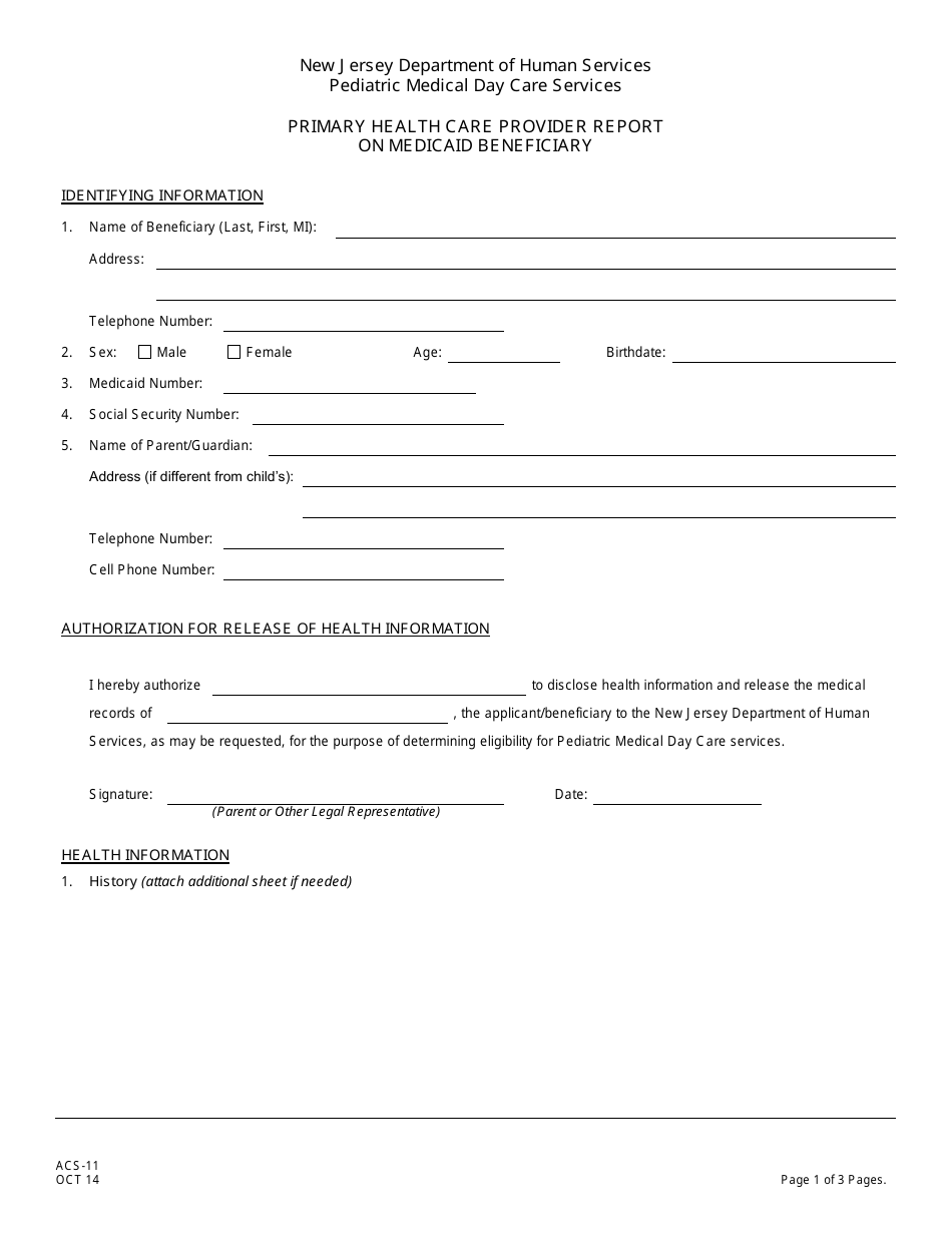 Form ACS-11 - Fill Out, Sign Online and Download Printable PDF, New ...