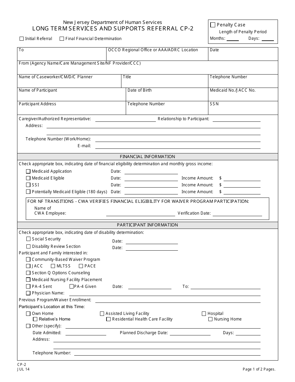Form CP-2 - Fill Out, Sign Online and Download Printable PDF, New Jersey | Templateroller