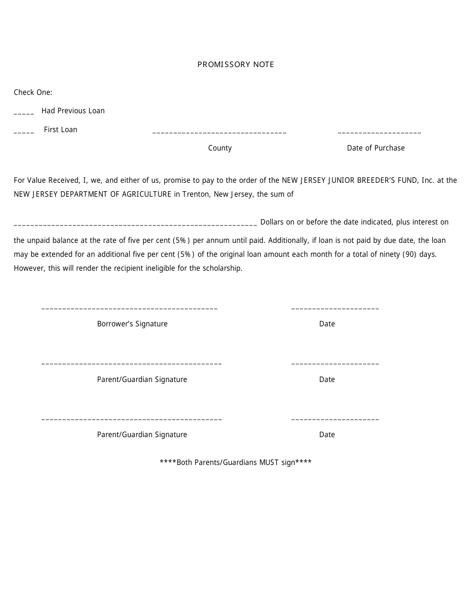 New Jersey Promissory Note Download Printable PDF Templateroller