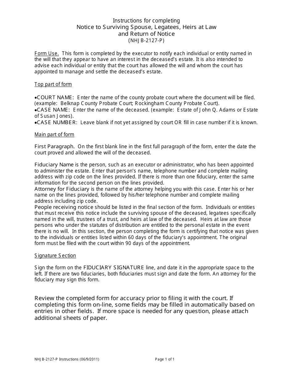 Download Instructions for Form NHJB-2127-P Notice to Surviving Spouse ...