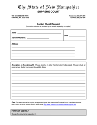 New Hampshire Docket Sheet Request Download Printable PDF | Templateroller