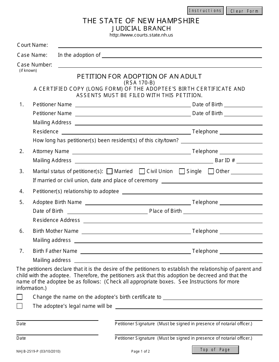 Form NHJB-2519-P - Fill Out, Sign Online and Download Fillable PDF, New ...