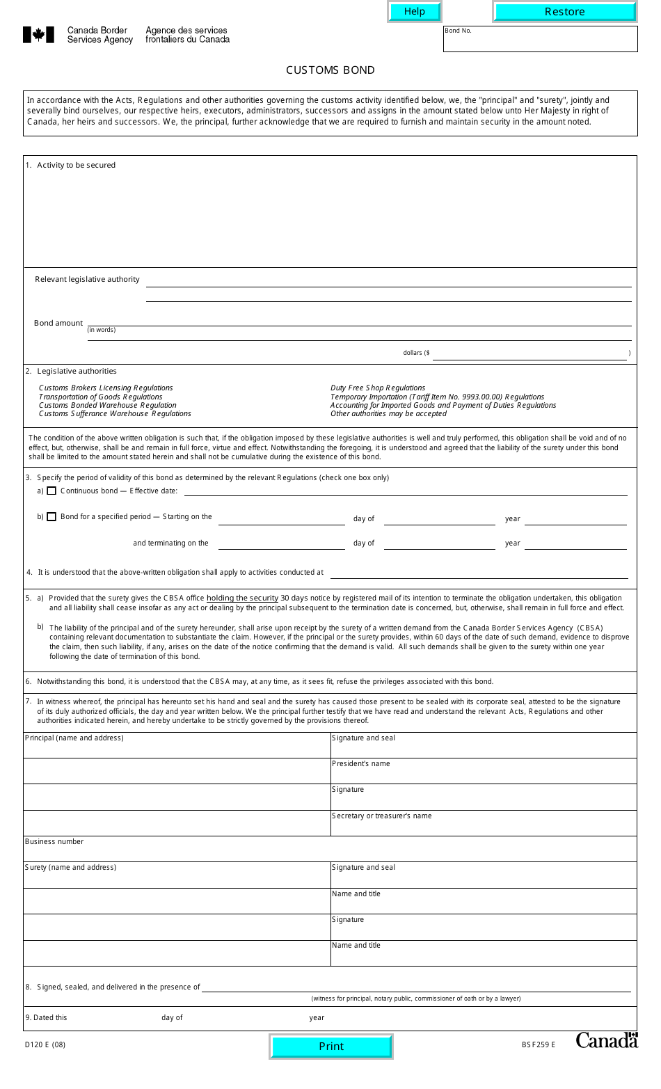 Form D120 - Fill Out, Sign Online and Download Fillable PDF, Canada ...