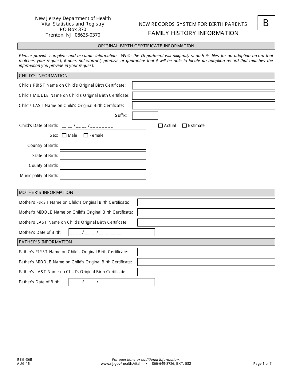 Form B (REG-36B) - Fill Out, Sign Online and Download Printable PDF ...