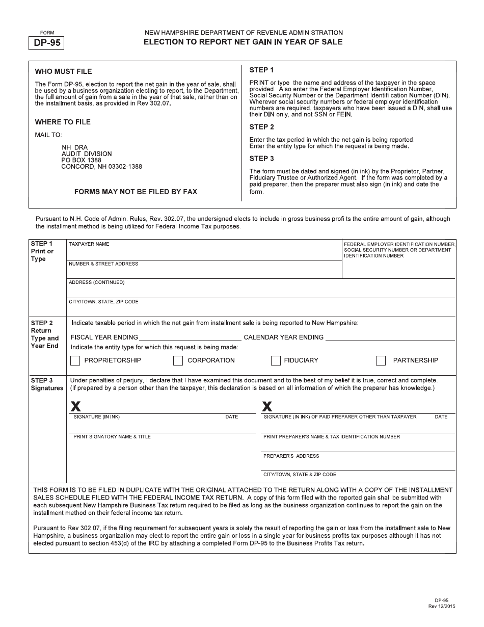 Form DP-95 - Fill Out, Sign Online and Download Fillable PDF, New ...