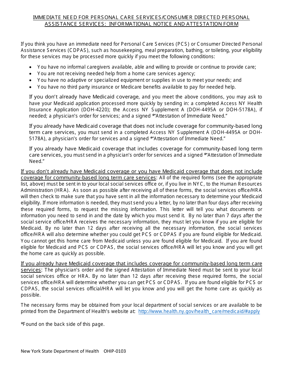 Form OHIP-0103 - Fill Out, Sign Online and Download Printable PDF, New ...