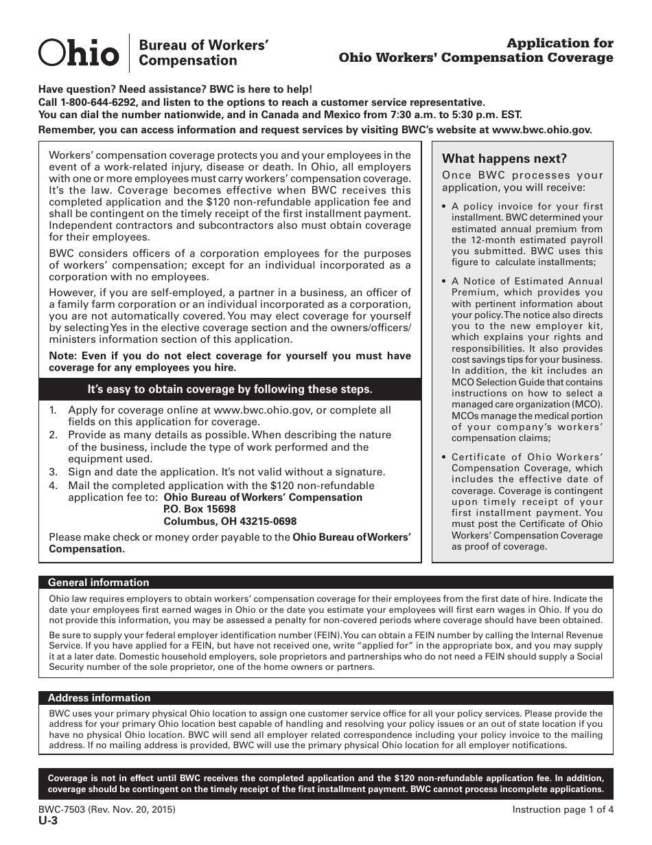 Form U 3 Bwc 7503 Fill Out Sign Online And Download Printable Pdf