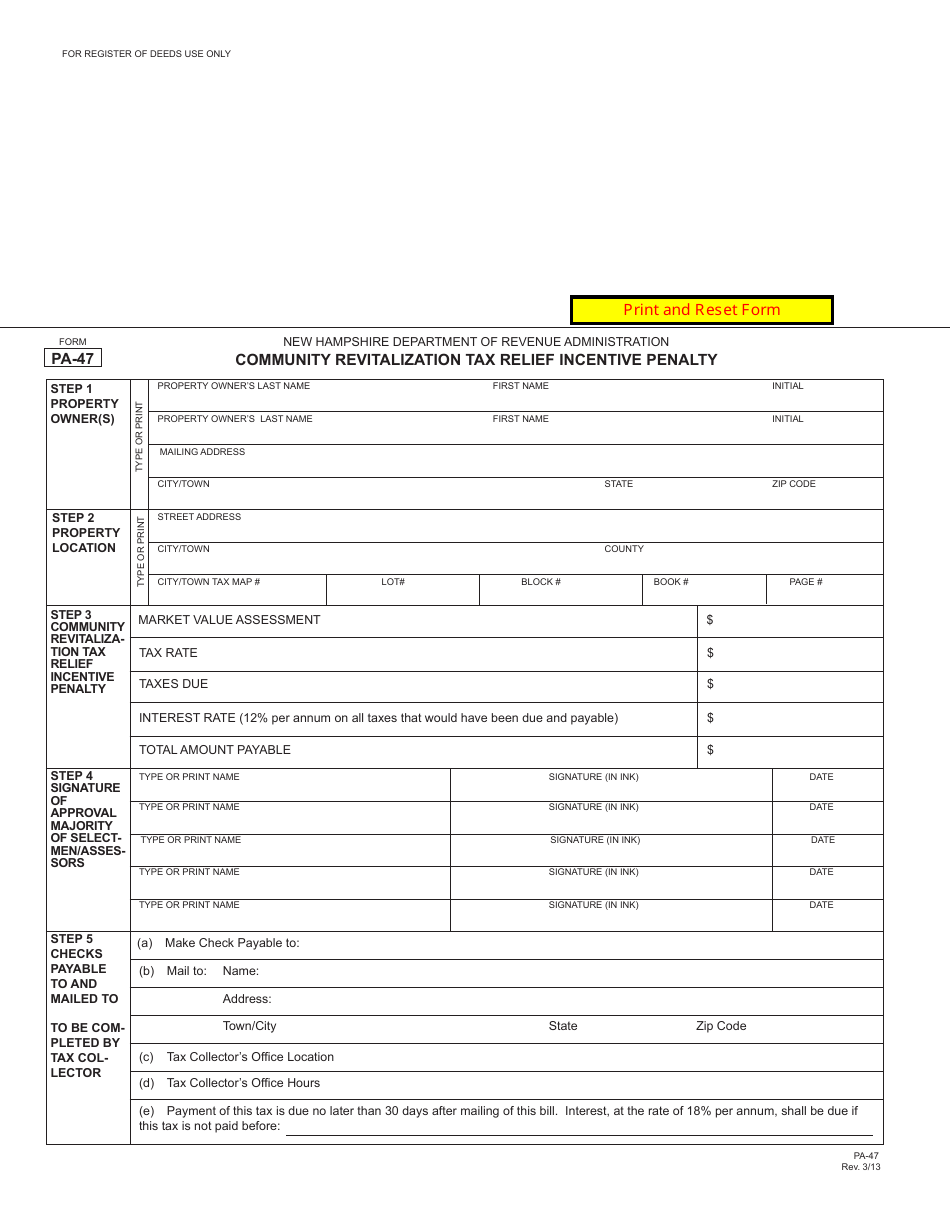 Form PA-47 - Fill Out, Sign Online and Download Fillable PDF, New ...