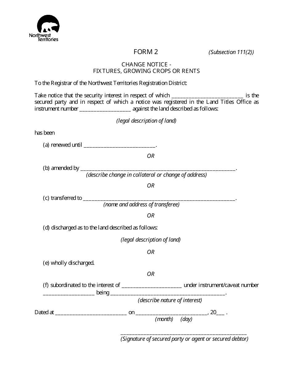 Form 2 - Fill Out, Sign Online and Download Printable PDF, Northwest ...