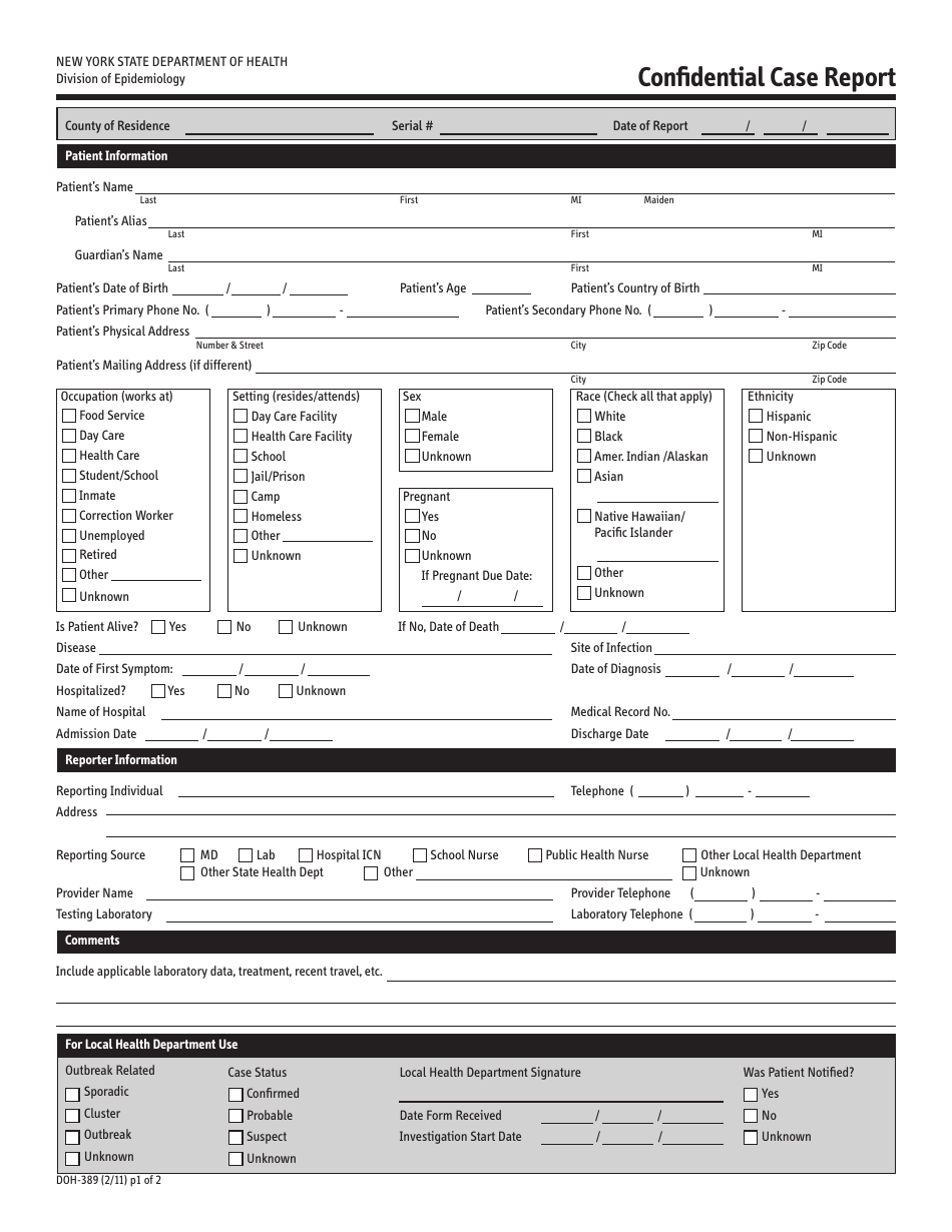 Form DOH-389 - Fill Out, Sign Online and Download Printable PDF, New ...