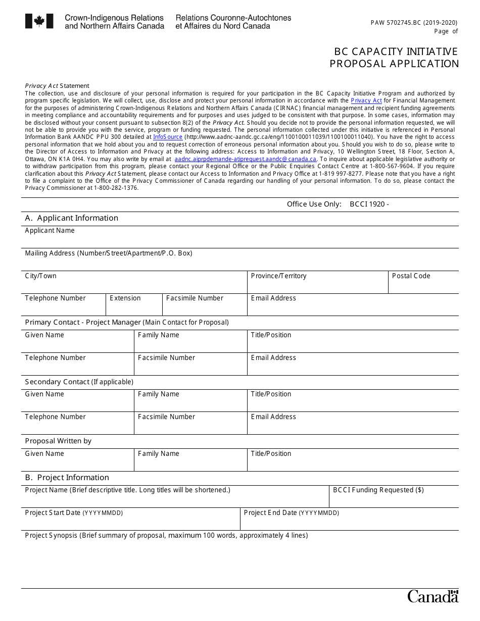 Form PAW5702745.BC - 2020 - Fill Out, Sign Online and Download Fillable ...