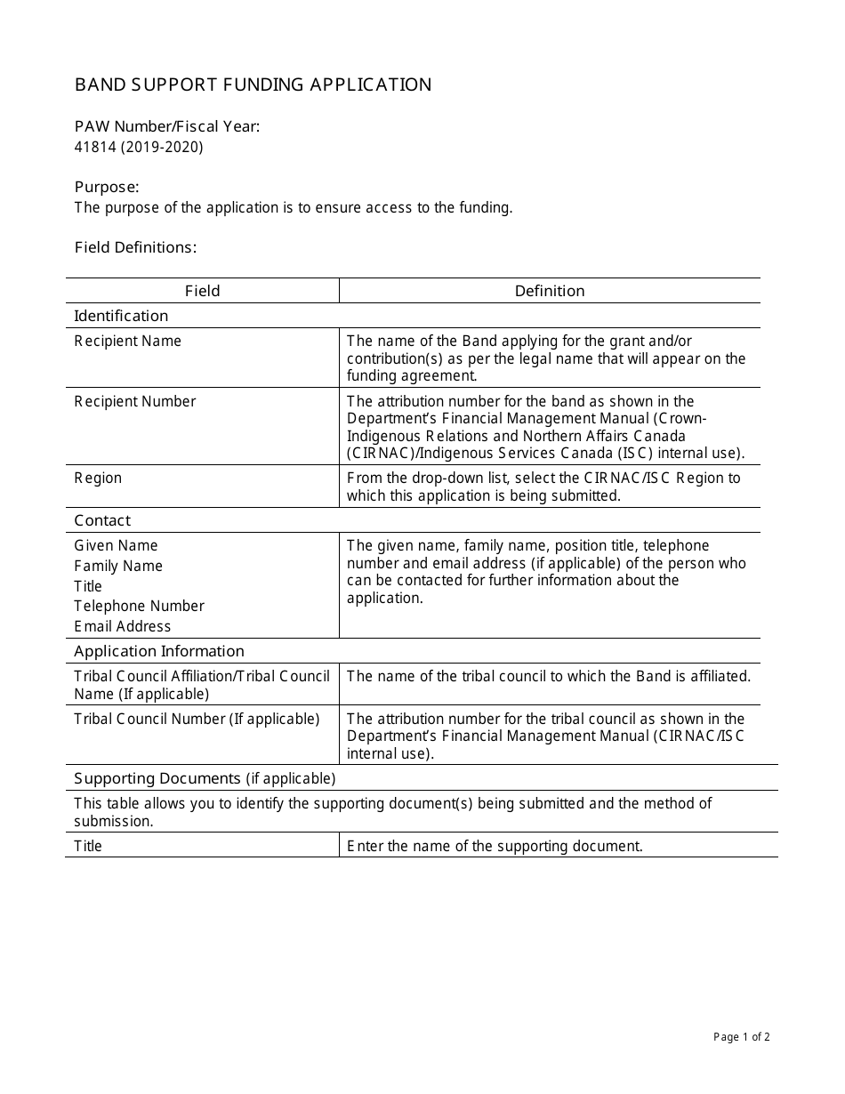Download Instructions for Form PAW41814 Band Support Funding ...