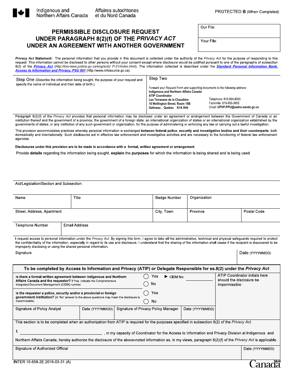 Form INTER10-658-2E - Fill Out, Sign Online and Download Fillable PDF ...