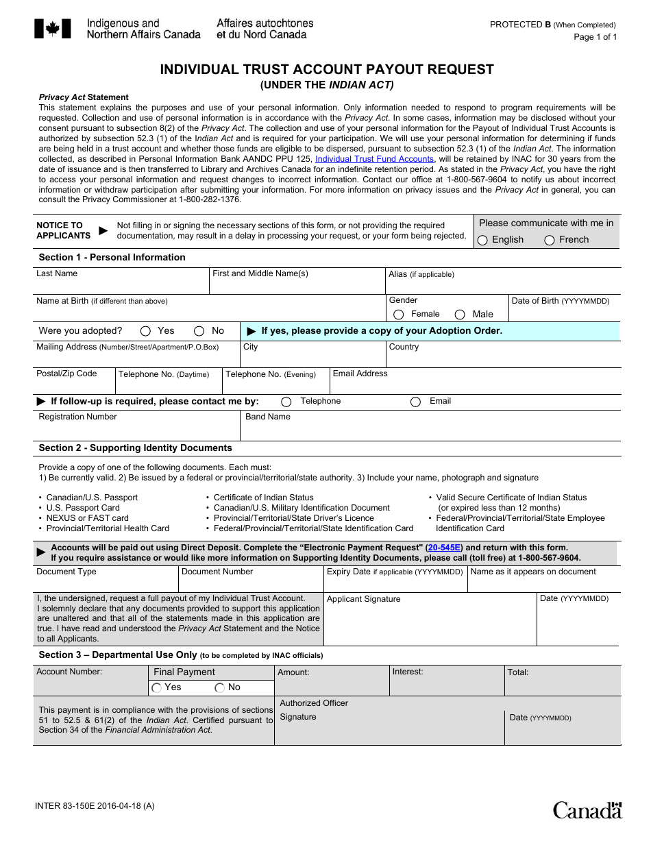 Form INTER83-150E - Fill Out, Sign Online and Download Fillable PDF ...