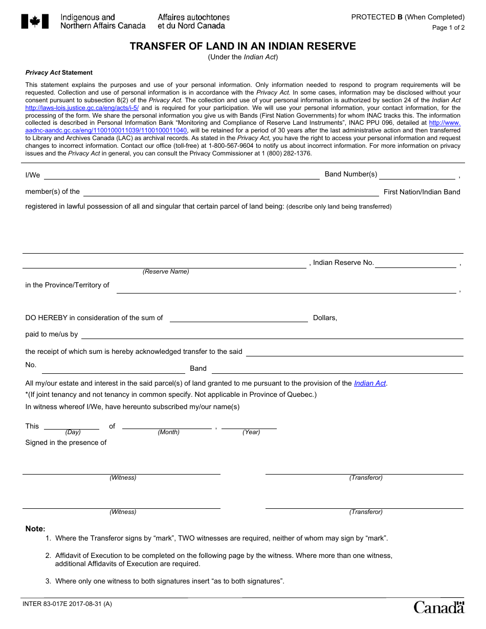 Form INTER83-017E - Fill Out, Sign Online and Download Fillable PDF ...