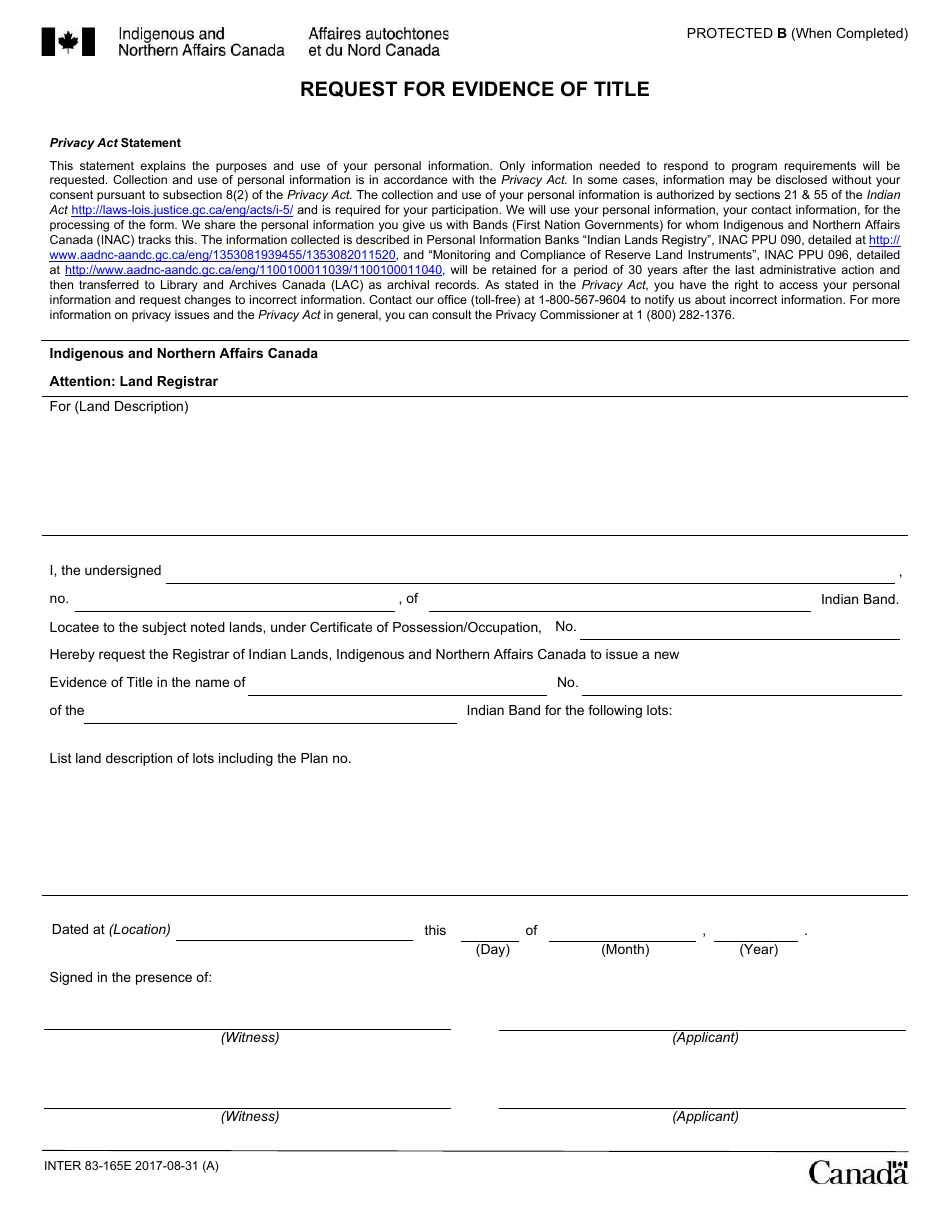 Form INTER83-165E - Fill Out, Sign Online and Download Fillable PDF ...