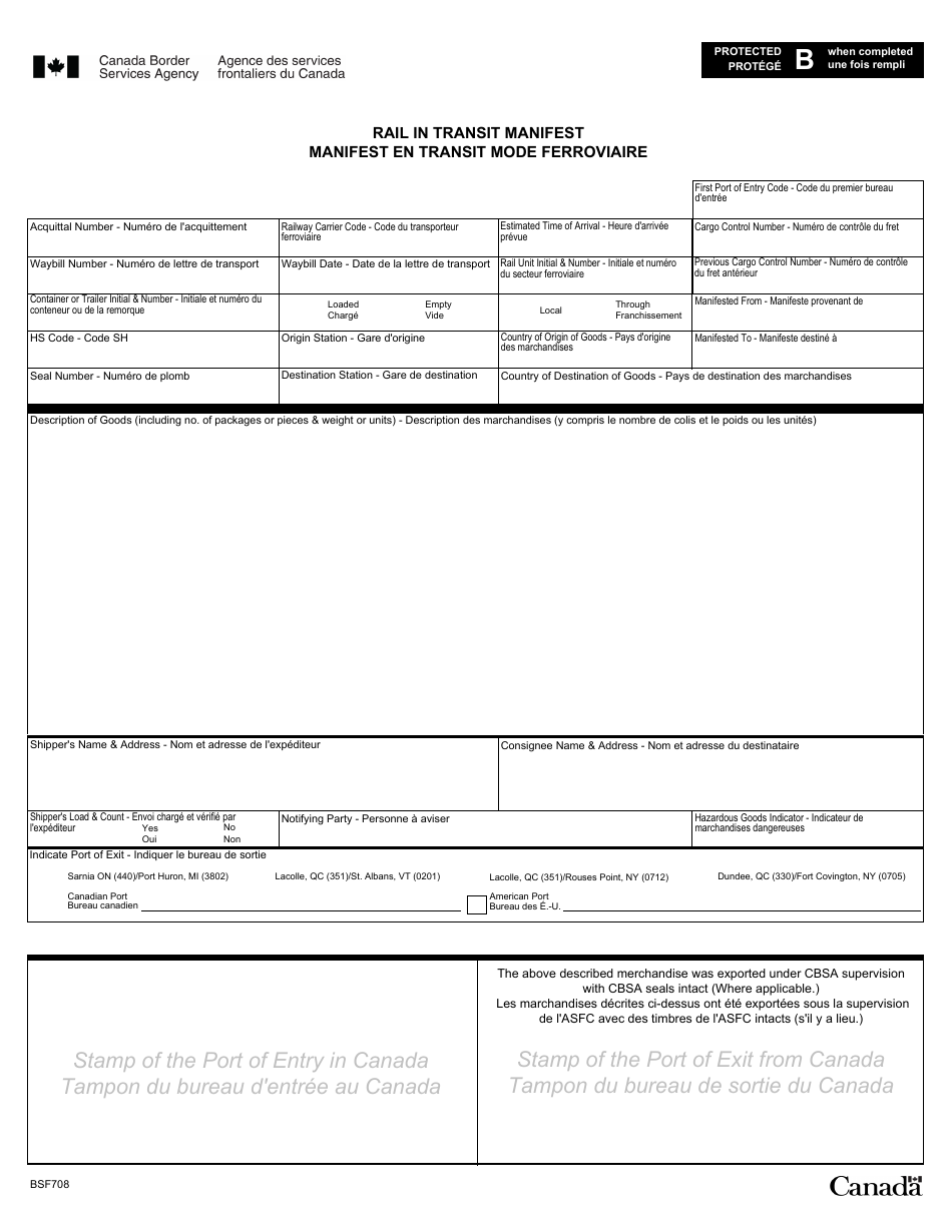 Form BSF708 - Fill Out, Sign Online and Download Printable PDF, Canada ...