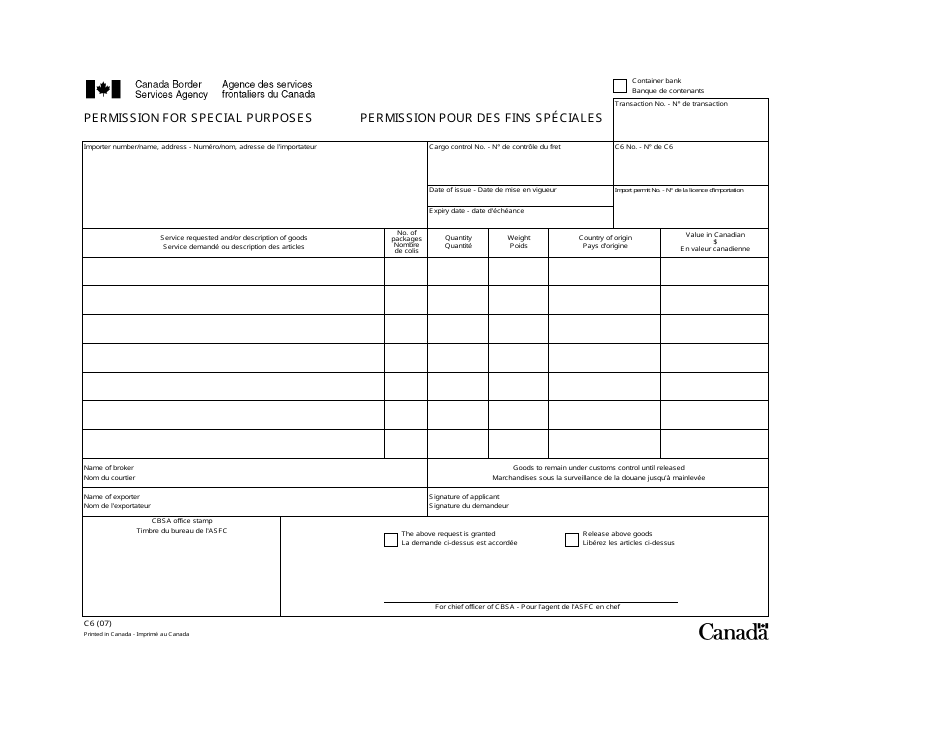 Form C6 - Fill Out, Sign Online and Download Printable PDF, Canada ...