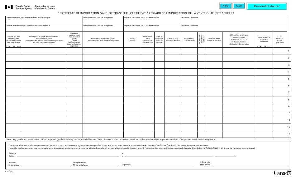 Form K32A - Fill Out, Sign Online and Download Fillable PDF, Canada ...