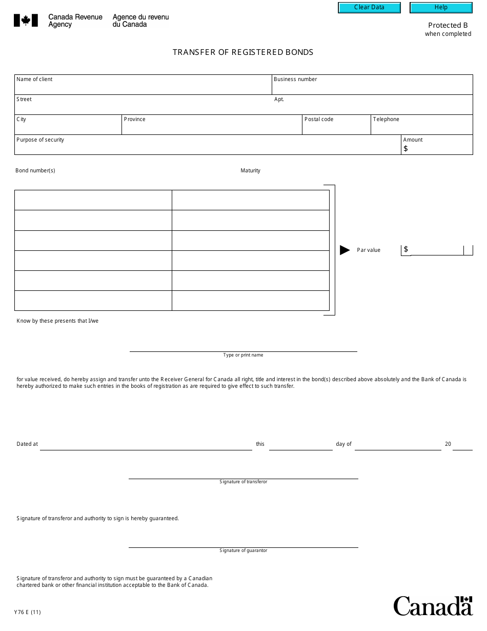 Form Y76 - Fill Out, Sign Online and Download Fillable PDF, Canada ...