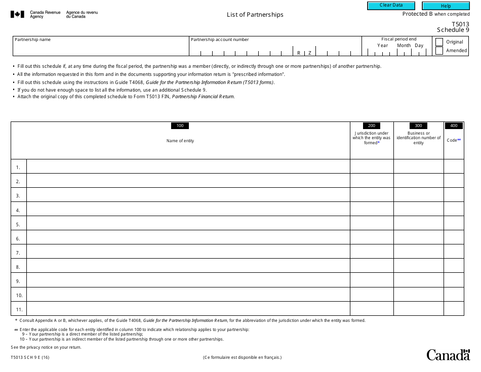 Form T5013 Schedule 9 - Fill Out, Sign Online and Download Fillable PDF ...