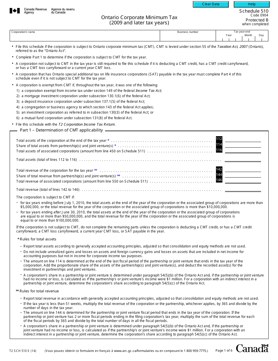 Form T2 Schedule 510 - Fill Out, Sign Online and Download Fillable PDF ...