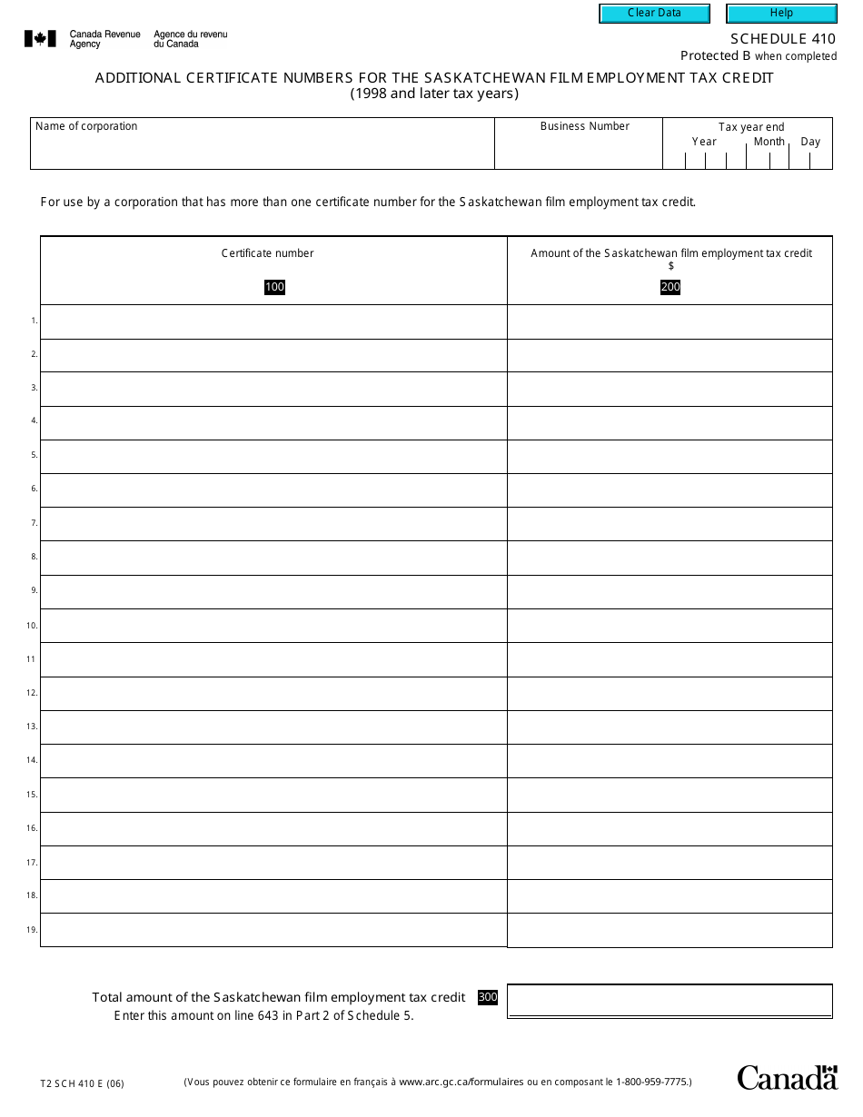 Form T2 Schedule 410 - Fill Out, Sign Online and Download Fillable PDF ...