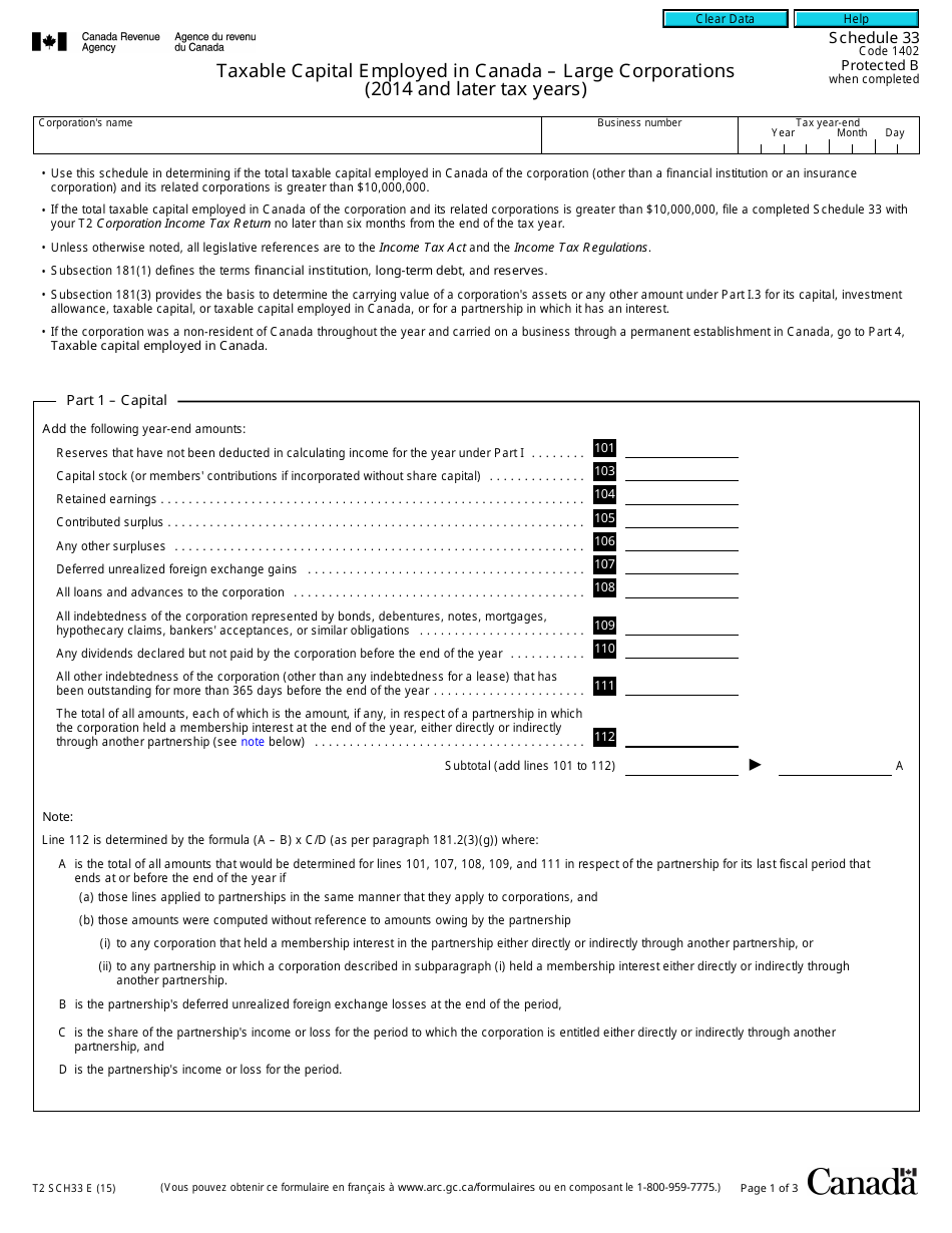 Form T2 Schedule 33 - Fill Out, Sign Online and Download Fillable PDF ...