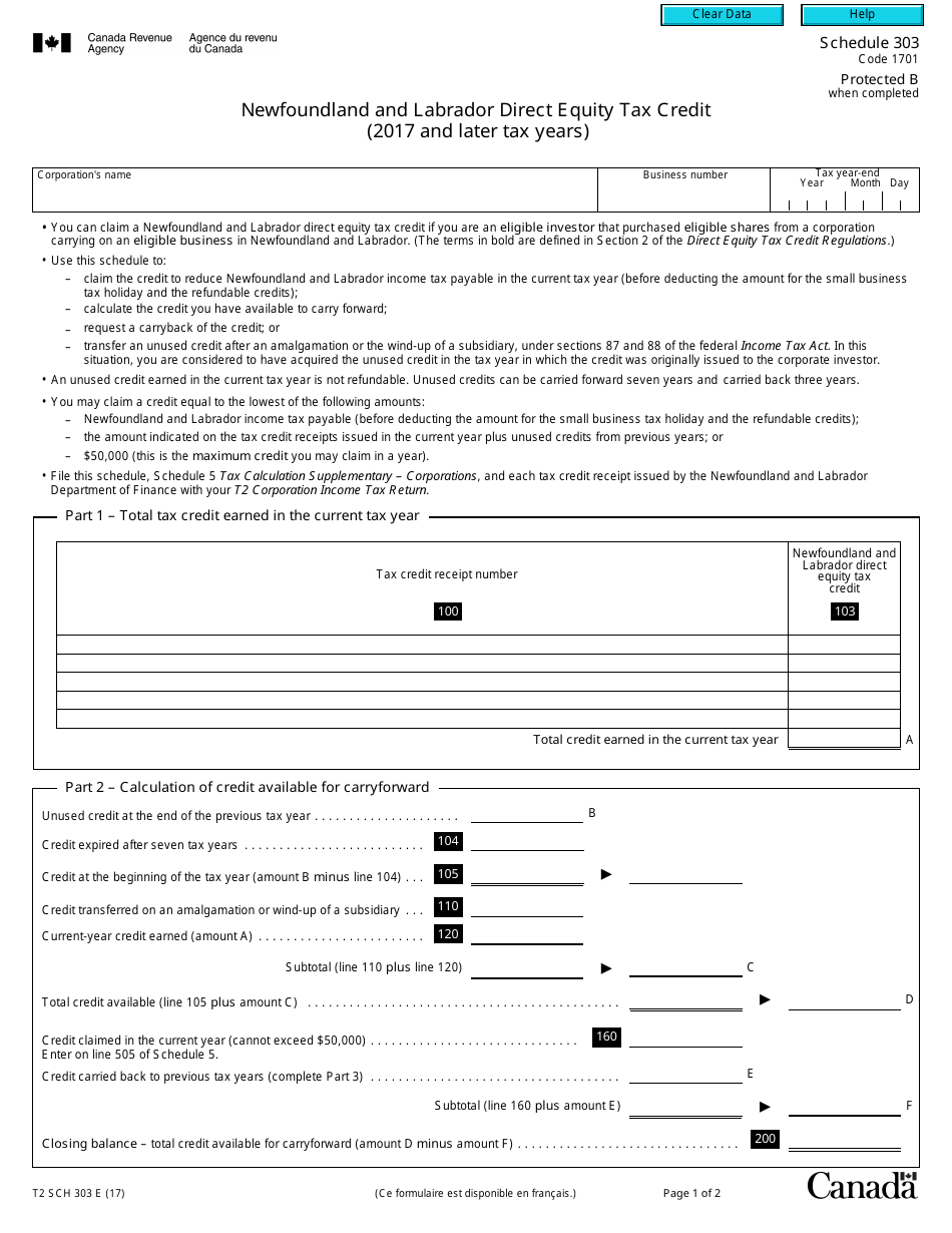 Form T2 Schedule 303 - Fill Out, Sign Online and Download Fillable PDF ...