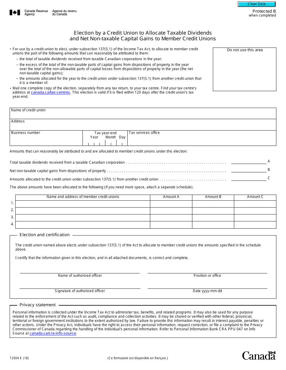 Form T2004 - Fill Out, Sign Online and Download Fillable PDF, Canada ...