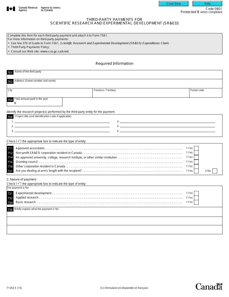 Form T1263 - Fill Out, Sign Online and Download Fillable PDF, Canada ...