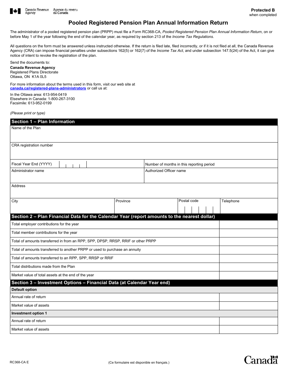 Form RC368-CA - Fill Out, Sign Online and Download Fillable PDF, Canada ...