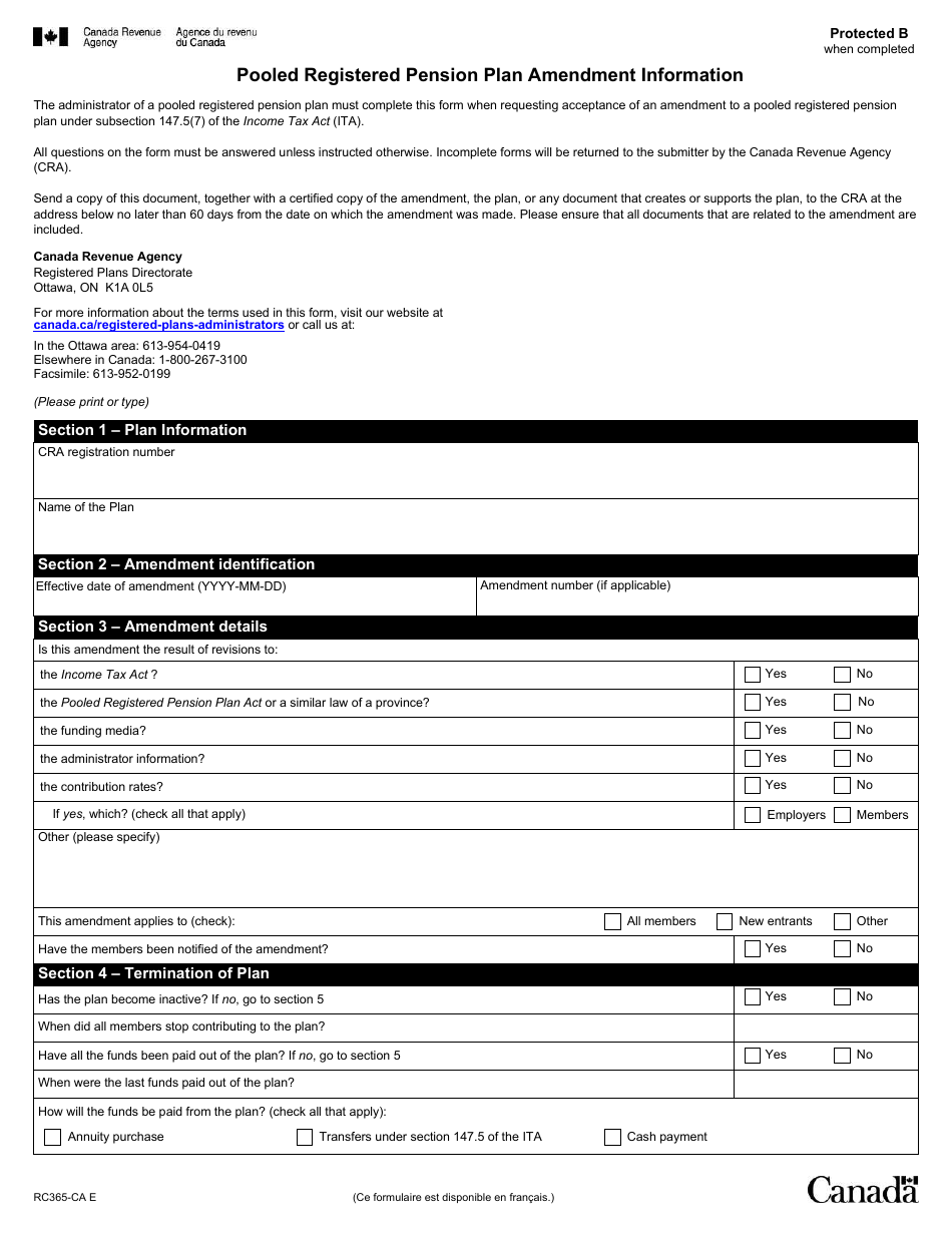 Form RC365-CA - Fill Out, Sign Online and Download Fillable PDF, Canada ...