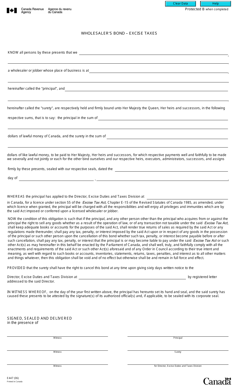 Form E447 - Fill Out, Sign Online and Download Fillable PDF, Canada ...