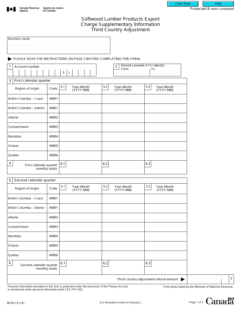 Form B278-1 - Fill Out, Sign Online and Download Fillable PDF, Canada ...