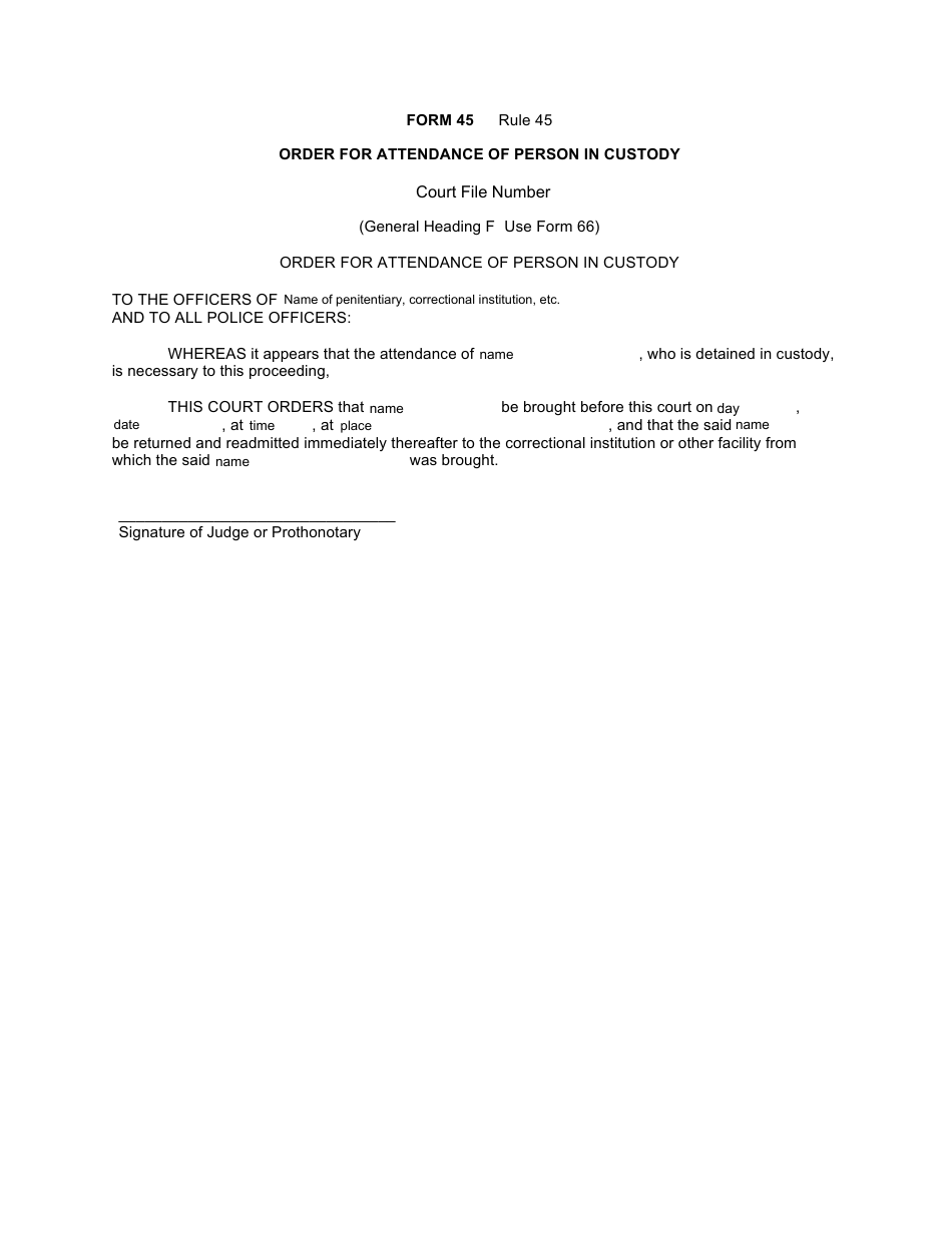 Form 45 - Fill Out, Sign Online and Download Fillable PDF, Canada ...