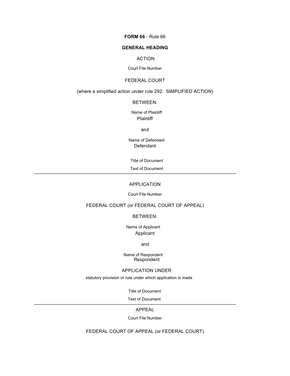 Form 66 - Fill Out, Sign Online and Download Fillable PDF, Canada ...