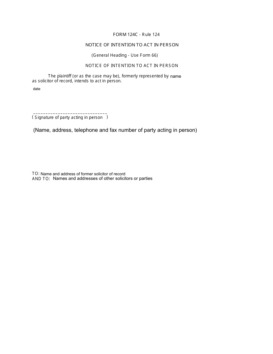 Form 124C - Fill Out, Sign Online and Download Fillable PDF, Canada ...