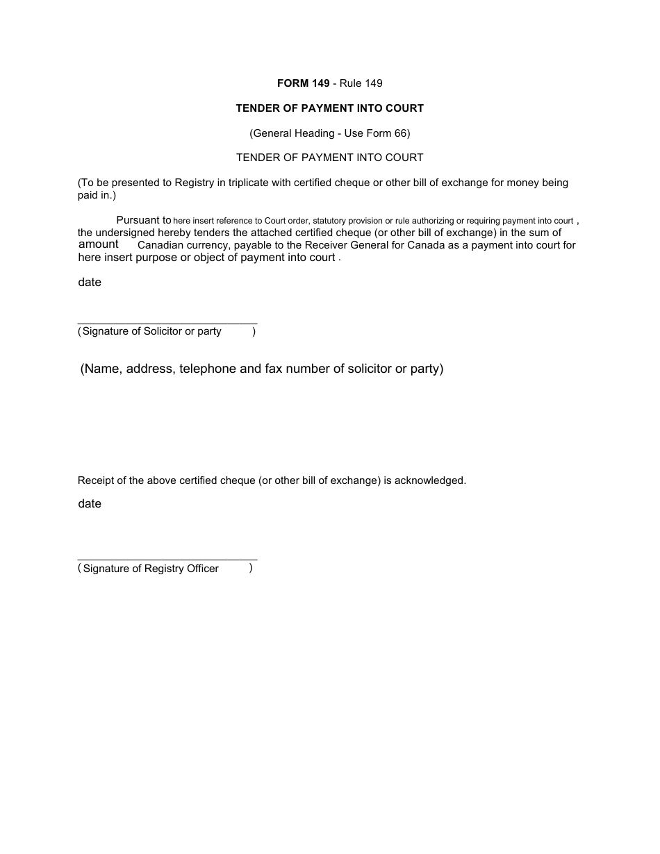 Form 149 - Fill Out, Sign Online and Download Fillable PDF, Canada ...