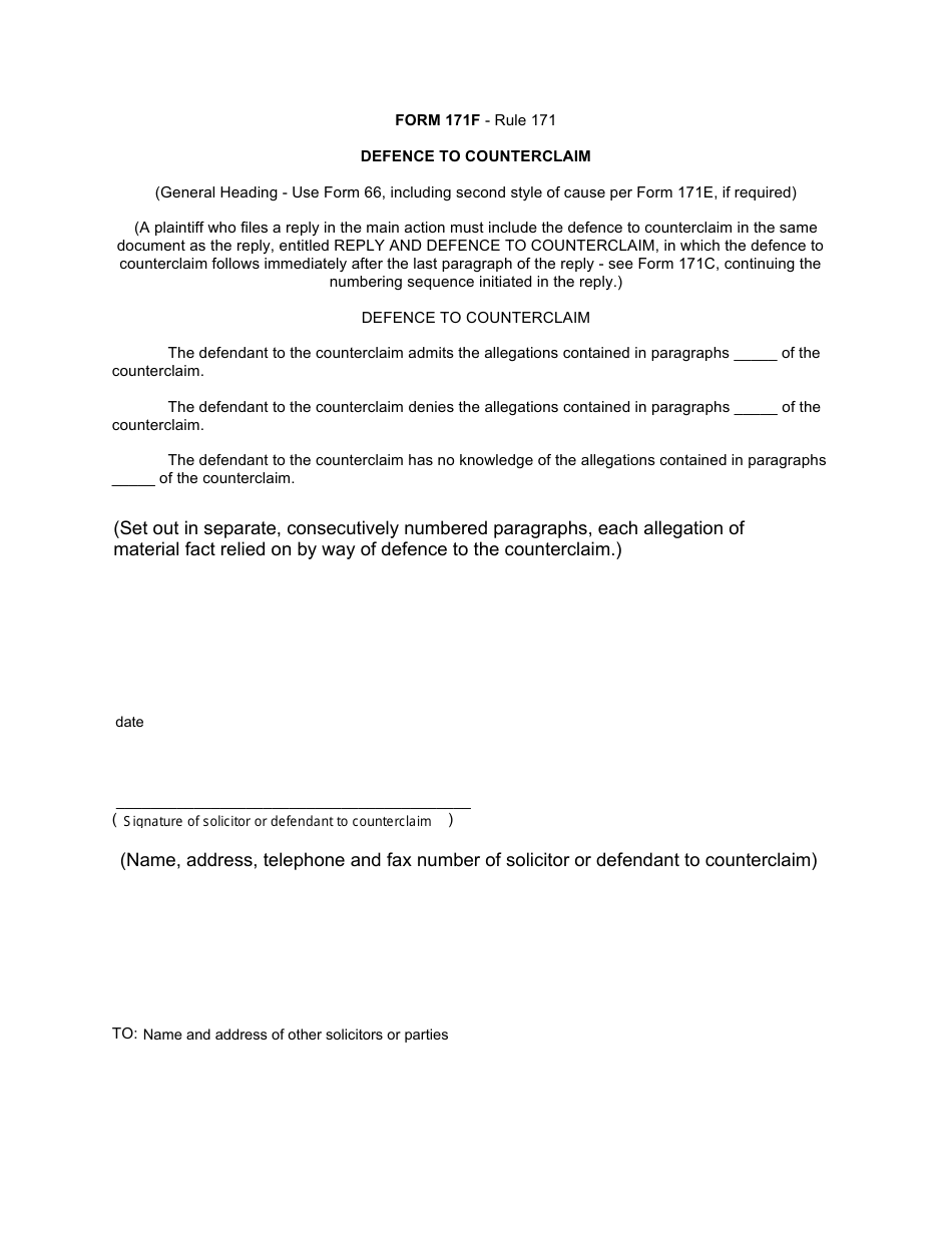 Form 171F - Fill Out, Sign Online and Download Fillable PDF, Canada ...