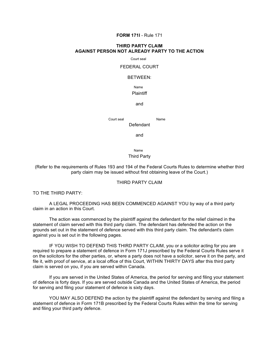 Form 171I - Fill Out, Sign Online and Download Fillable PDF, Canada ... Form 171I - Fill Out, Sign Online and Download Fillable PDF, Canada ...