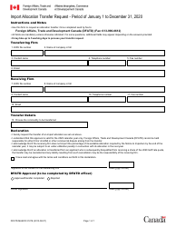 Form DFATD-MAECD2127 E Download Fillable PDF or Fill Online Request for Transfer of an Import ...