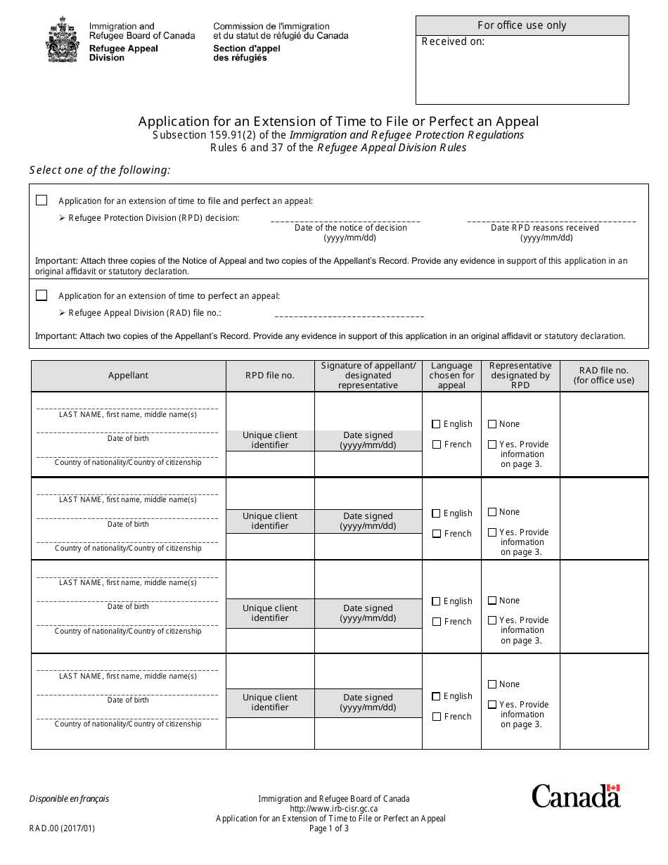Form RAD.00 - Fill Out, Sign Online and Download Fillable PDF, Canada ...